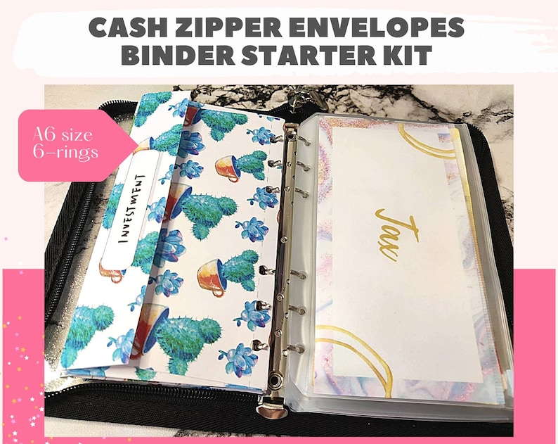 Cash Zipper Envelopes BINDER STARTER KIT Budget Envelopes | Etsy