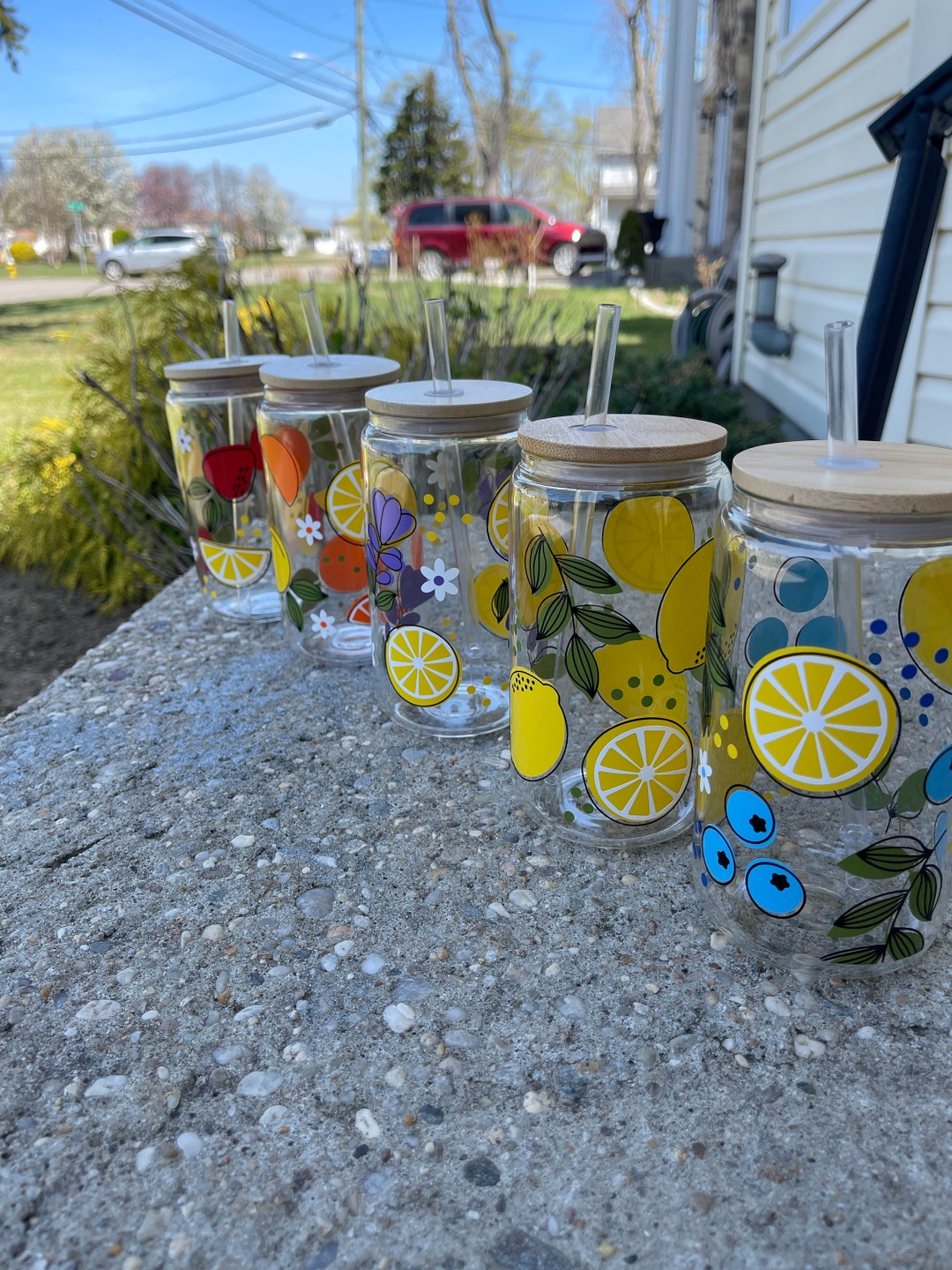 Summer Fruits Glass Cans - Etsy