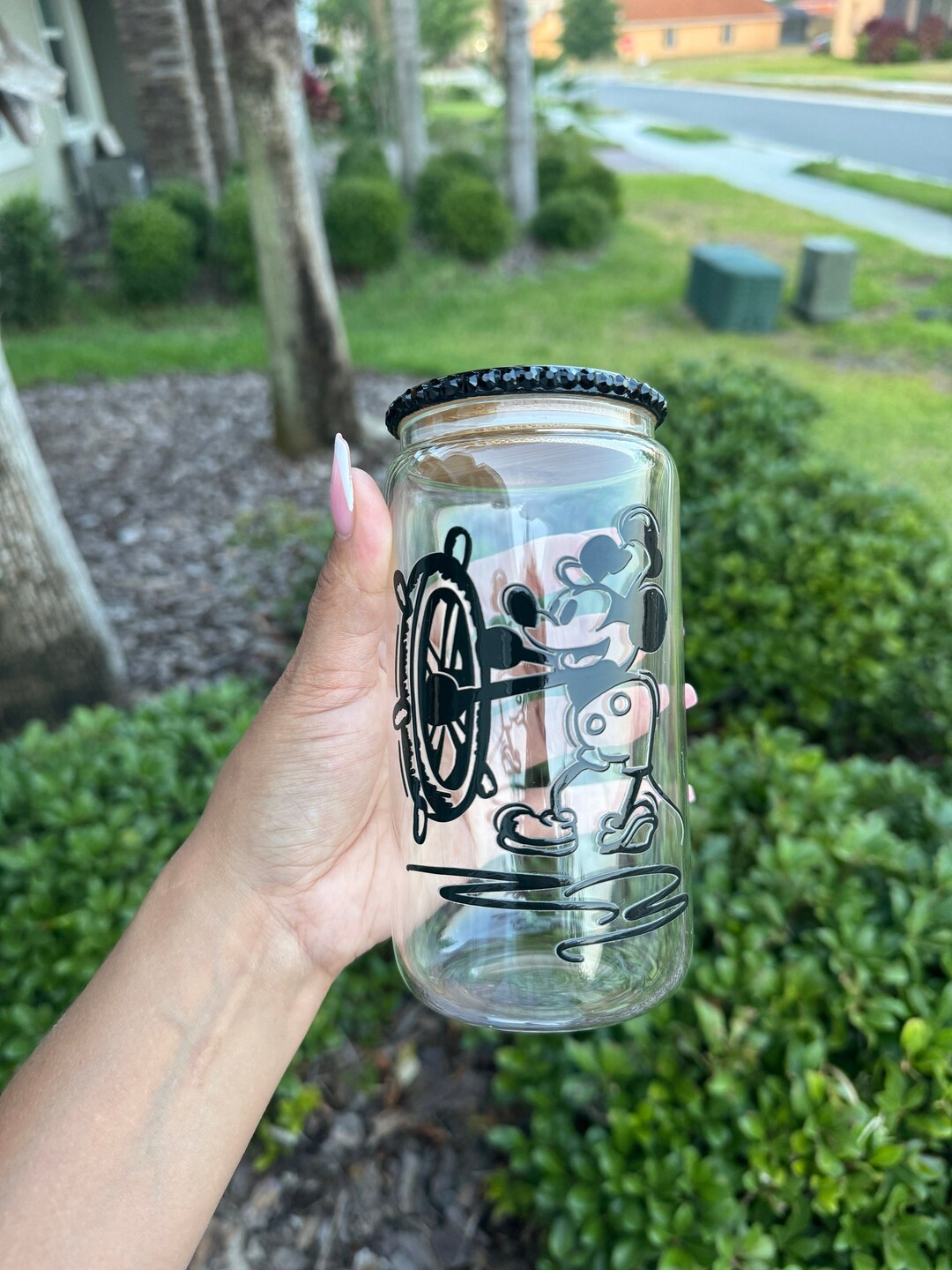 Steamboat Willie Glass Can - Etsy