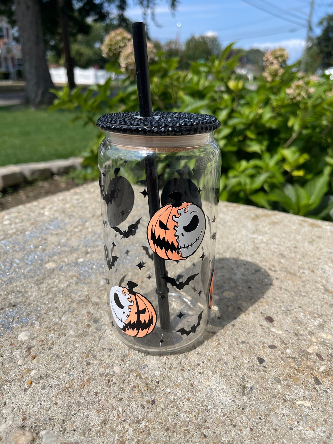 Jack Pumpkin King Glass Can Etsy
