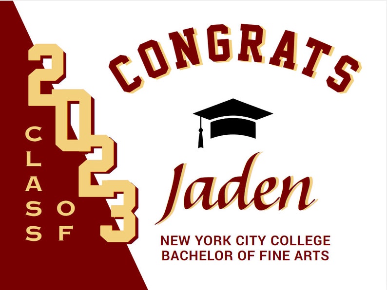 4 GRADUATION CONGRATULATIONS SIGNS; Multicolor 24x18" Editable ...