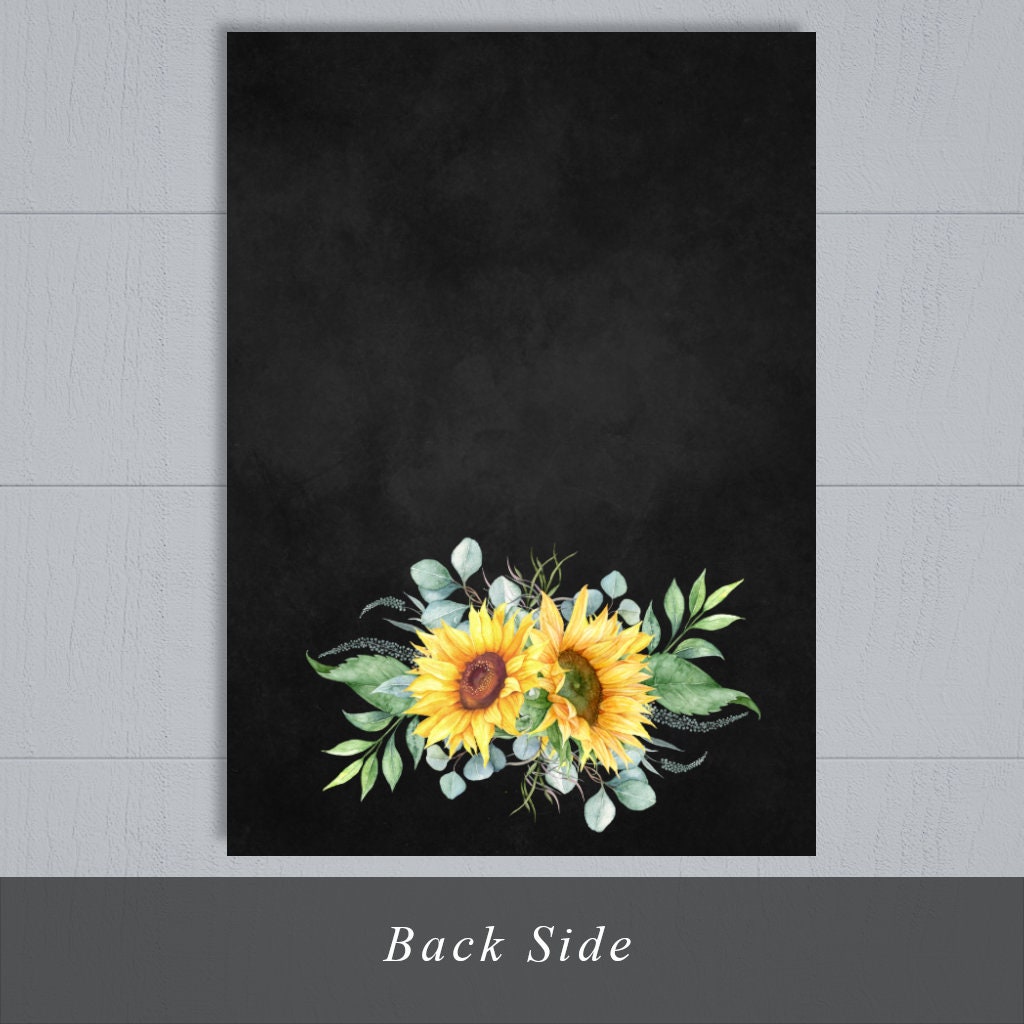 Black Chalkboard Rustic Sunflowers Wedding Invitation, Floral 5x7 ...