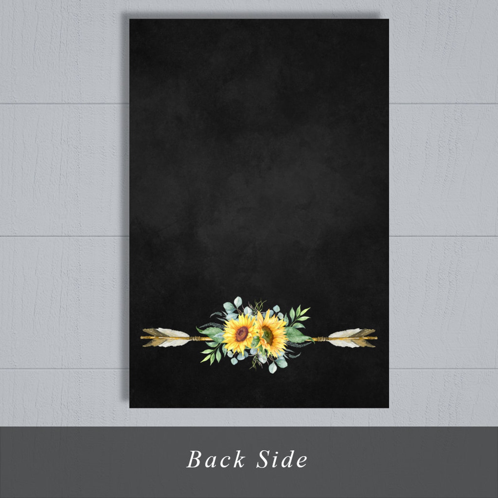 Black Chalkboard Watercolor Sunflowers Rustic RSVP 4x6 Card, Corjl ...
