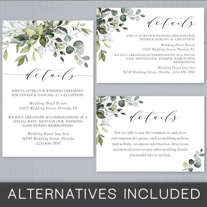 Wedding Templates Set; Editable Invitation, RSVP, Details Cards, Belly ...