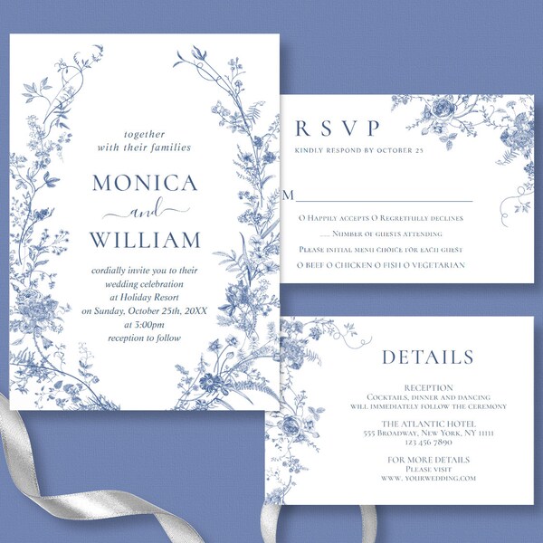 French Wedding Invitation Template - Etsy