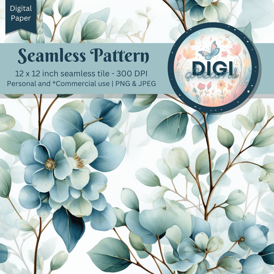Seamless Pattern Eucalyptus Repeating Pattern Eucalyptus Digital Paper ...