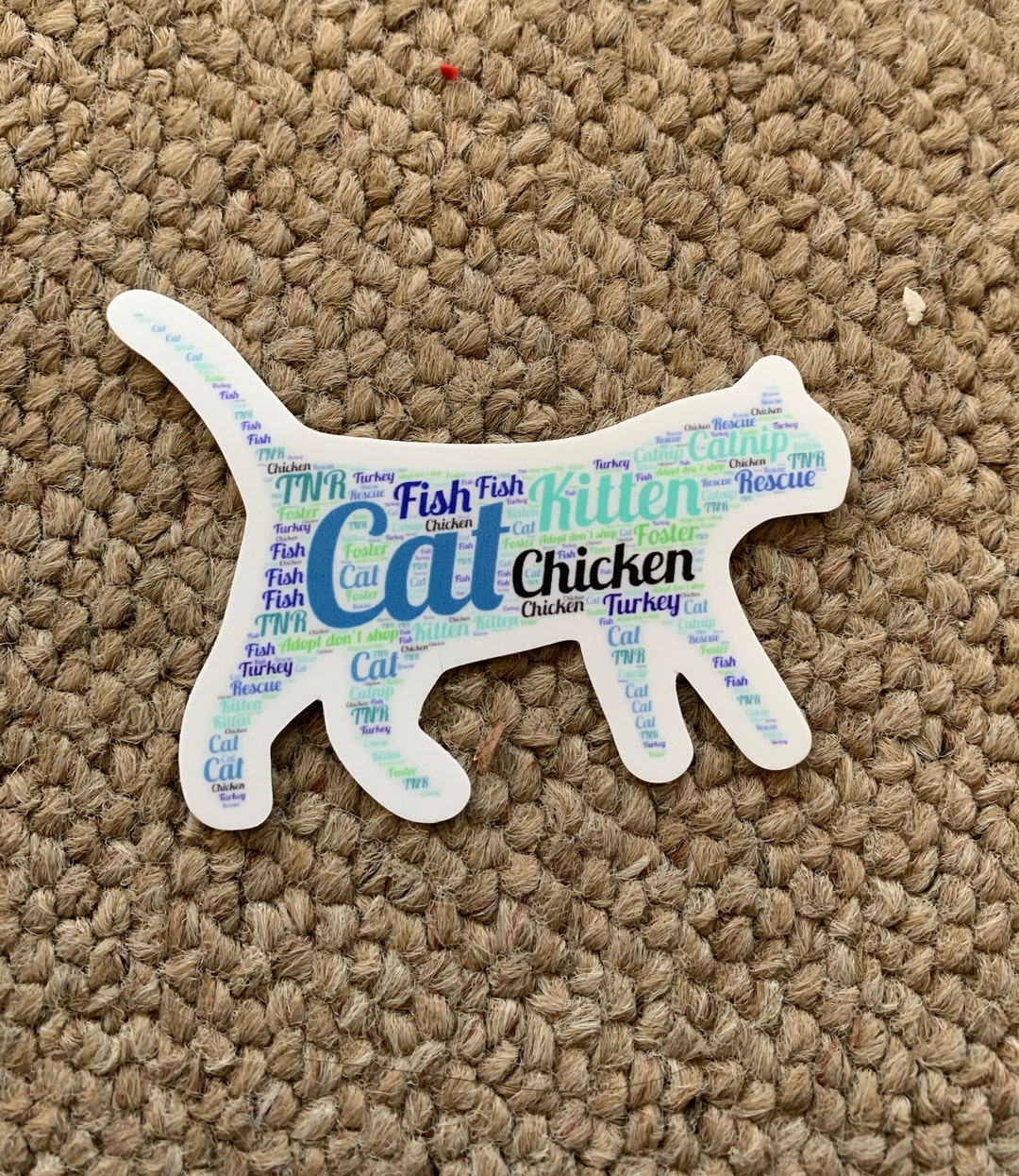 Cat Word Art Sticker - Etsy