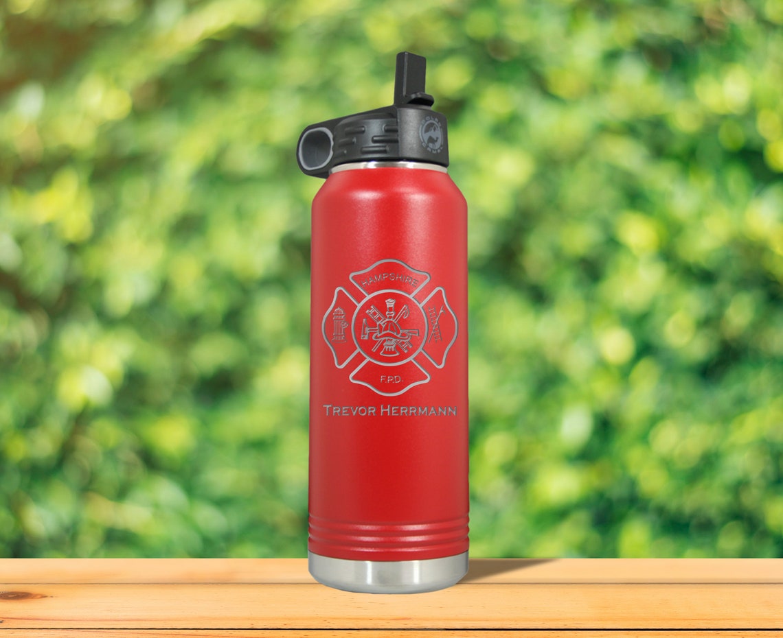 Personalized Firefighter Gift Vacuum Insulated 32 oz Water Bottle ...