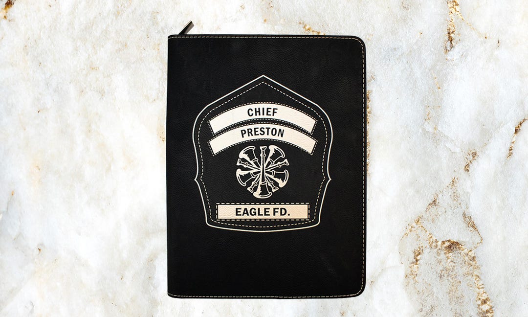 Helmet Shield Zippered Leatherette Padfolio - Firefighter Portfolio ...