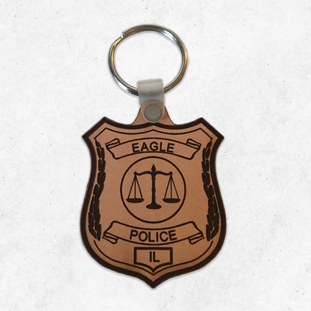 Leather Police Shield Keychain - Law Enforcement Gift - Etsy