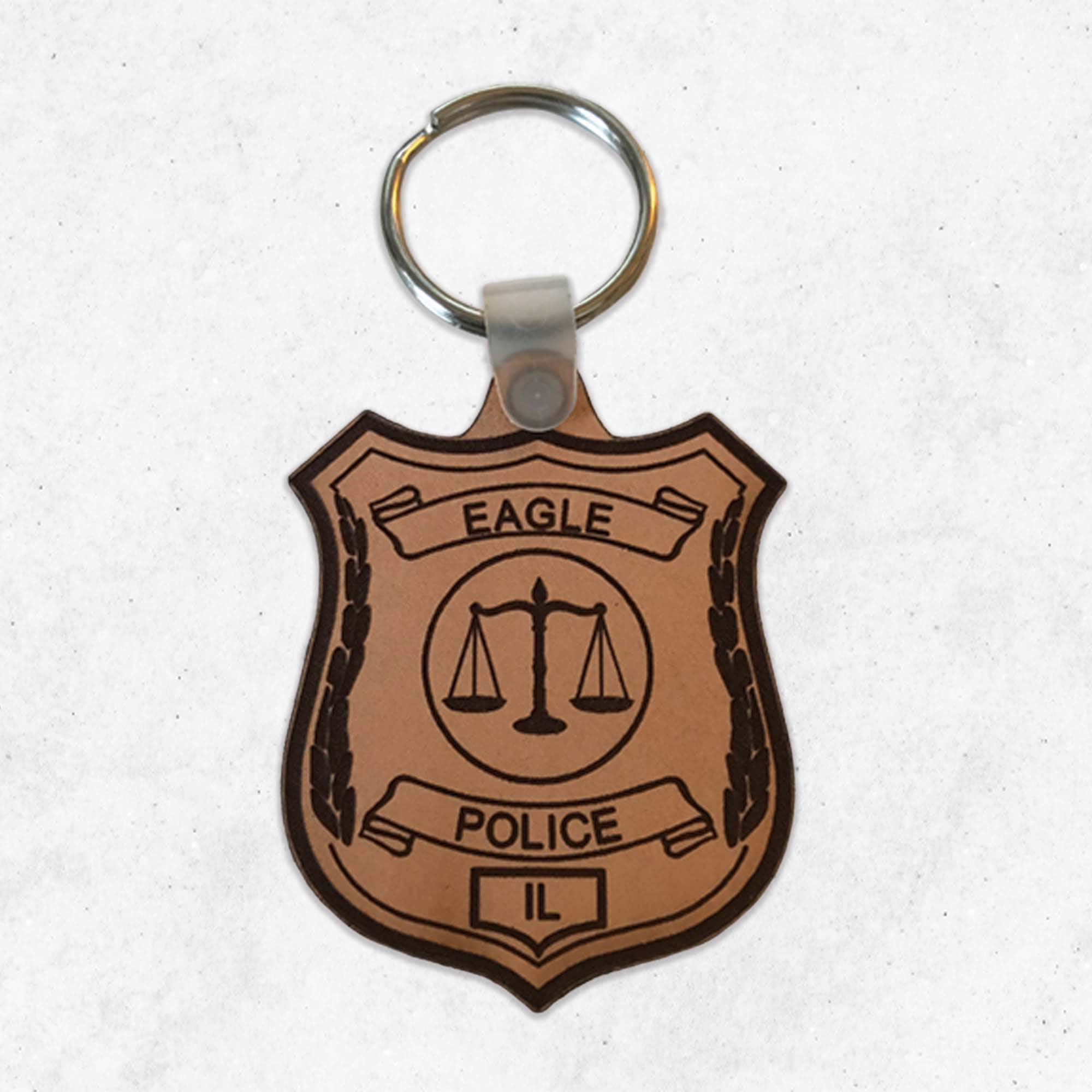 Leather Police Shield Keychain Law Enforcement Gift - Etsy