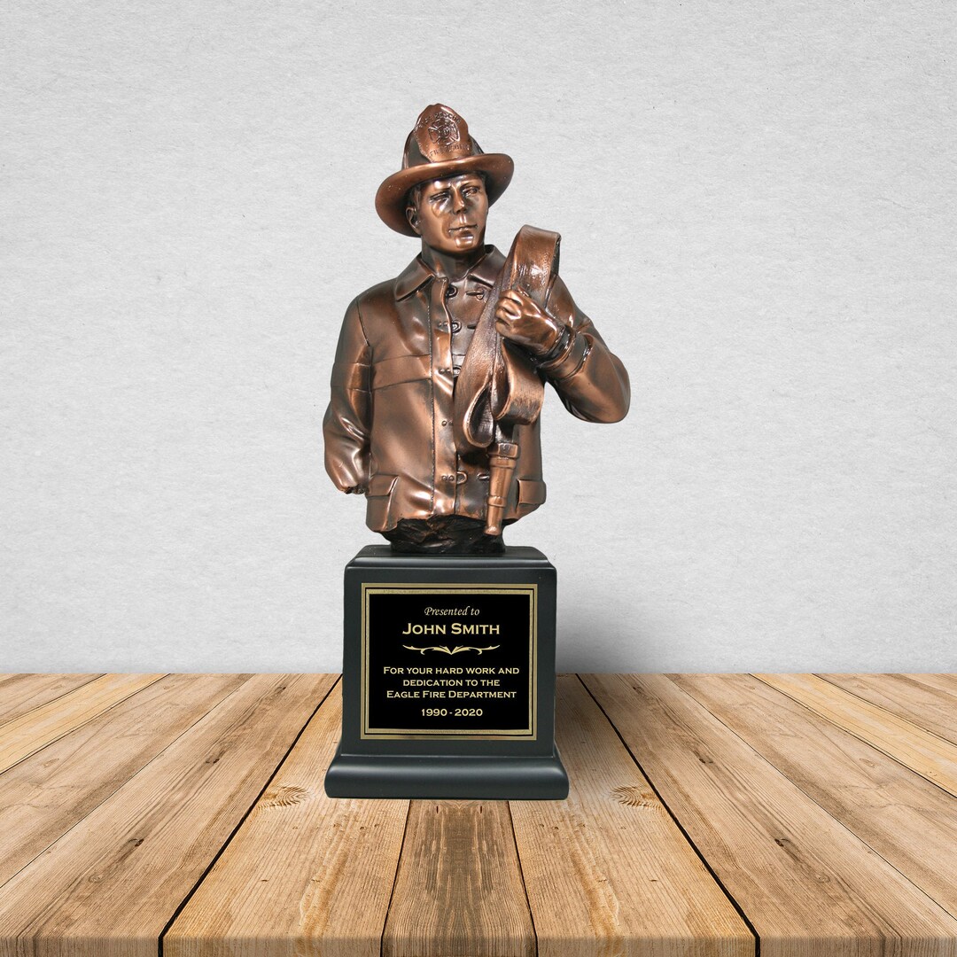 Personalized Copper Finish Firefighter Award - Firefighter Statue - Etsy