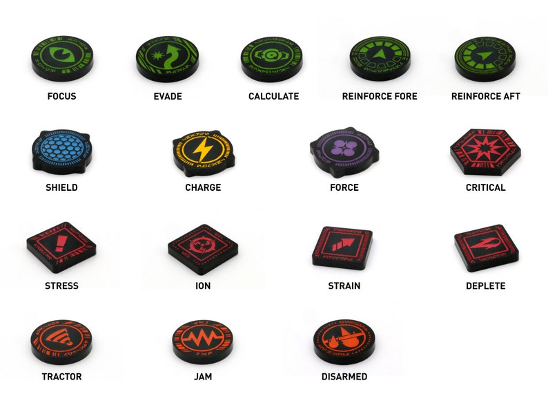 Dual Function Token Set black Gloss X-wing Acrylic Tokens - Etsy