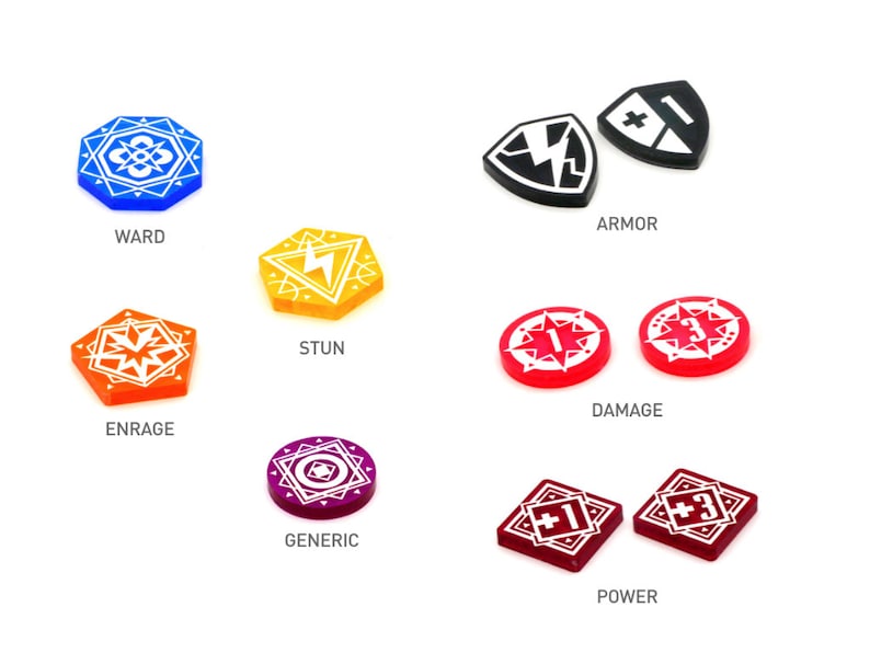Colored Transparent Token Set Keyforge Acrylic Tokens - Etsy