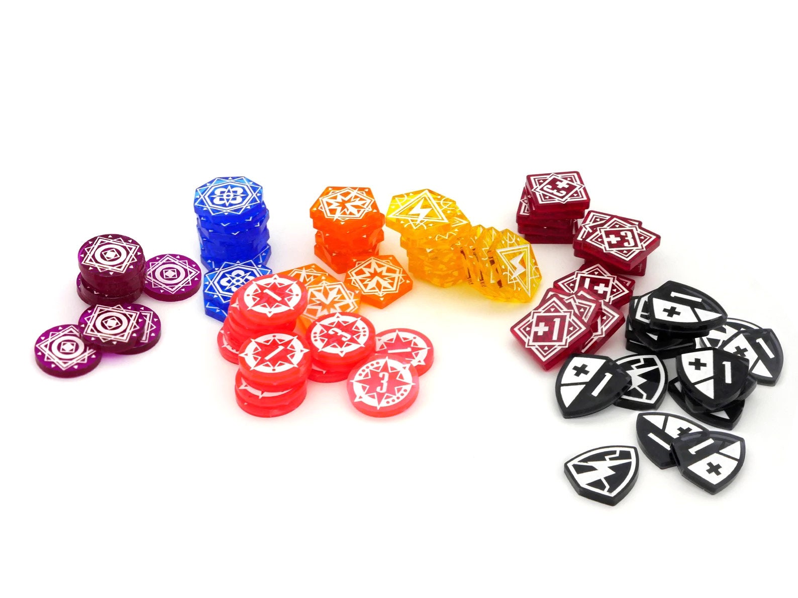 Colored Transparent Token Set Keyforge Acrylic Tokens - Etsy