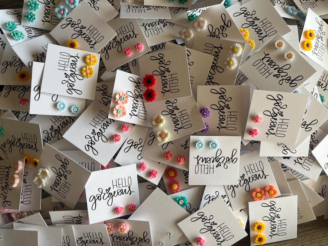 Floral Stud Earrings on Hello Gorgeous Earring Cards - Etsy