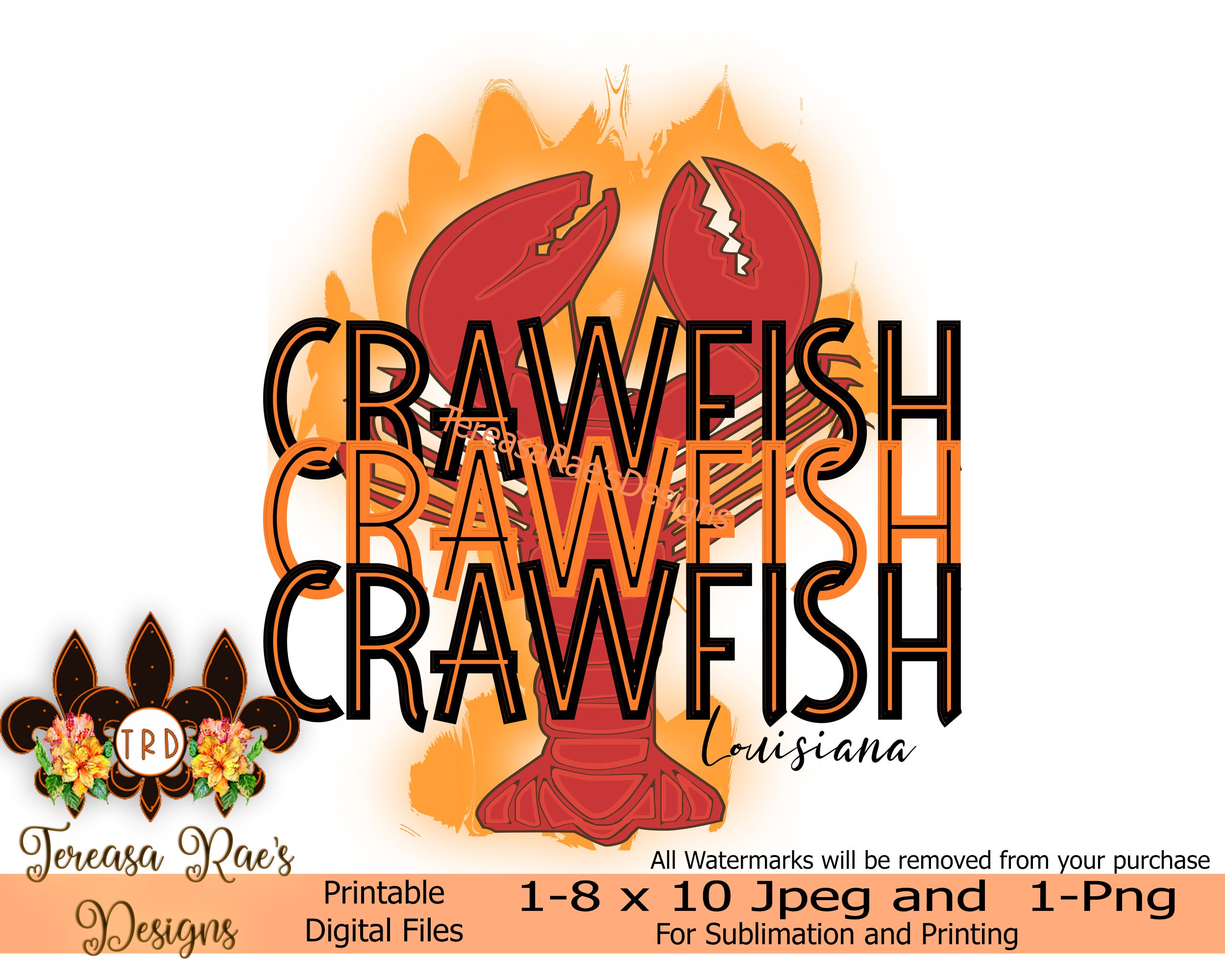 Crawfish Crawfish Crawfish Printable-png Jpeg-sublimation and DYI Iron ...