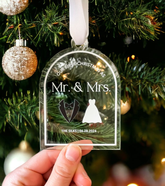 Custom Clear Our First Christmas Married Ornament 2023 Personalized Married Ornament Christmas Ornament Mr and Mrs 2023 Ornament Etsy Ireland