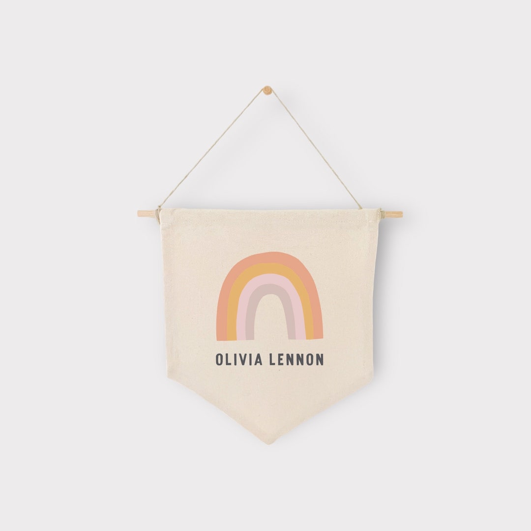 Custom Rainbow Name Banner, Children's Nursery Canvas Banner, Children ...
