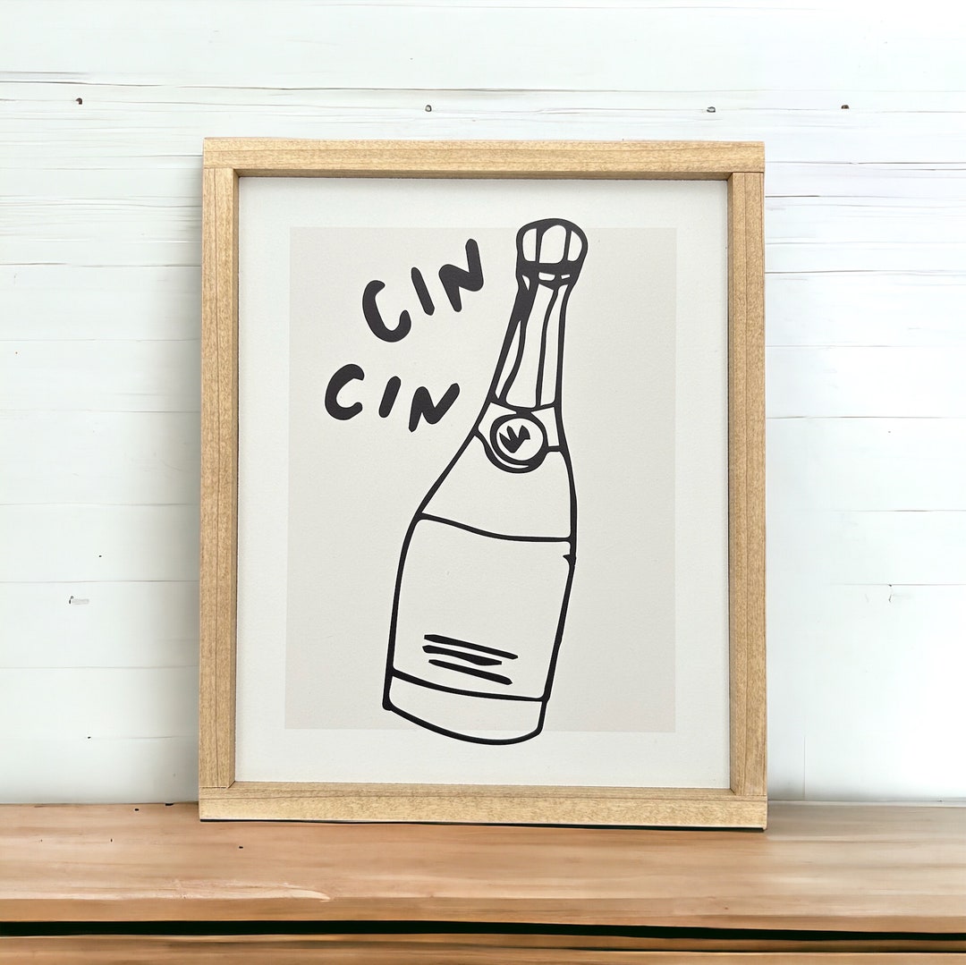 Cin Cin Cheers Sign, Retro Wine Print, Retro Wall Art, Kitchen Wall ...