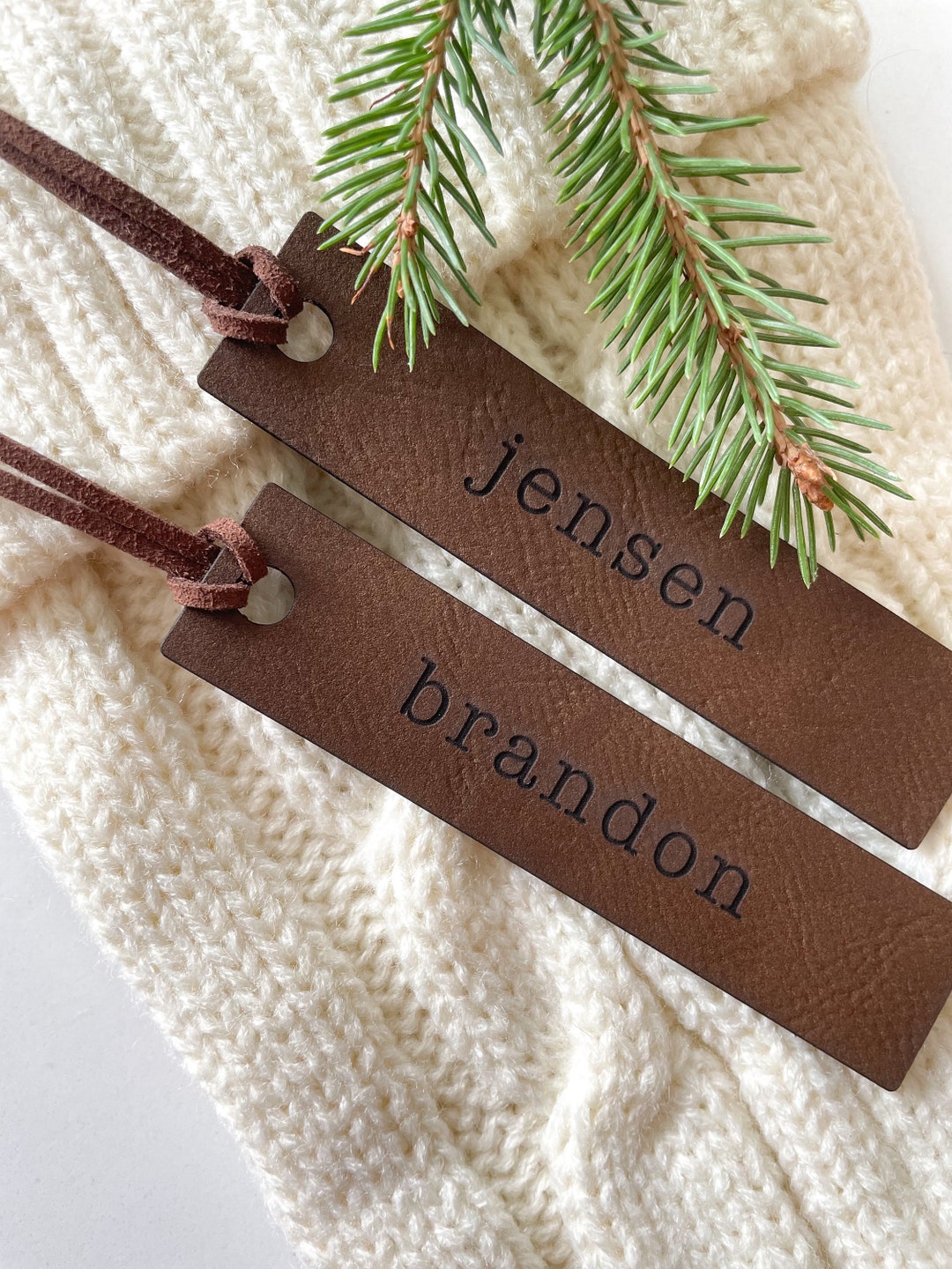 Personalized Christmas Stocking Tag | Leatherette Stocking Tag | Modern ...