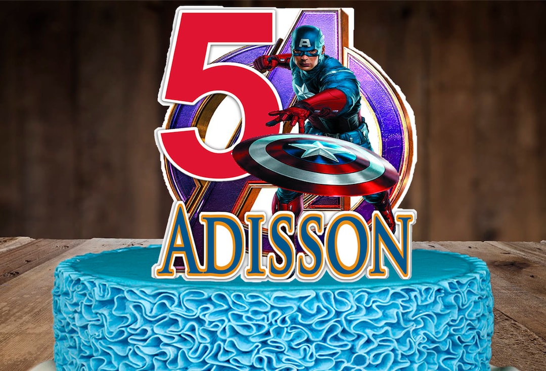 Captain America Cake Topper, Personalized Cake Topper, Custom Cake ...