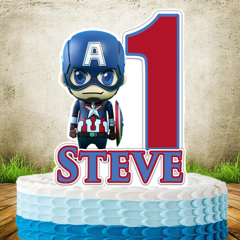 Captain America Cake Topper, Personalized Cake Topper, Custom Cake ...
