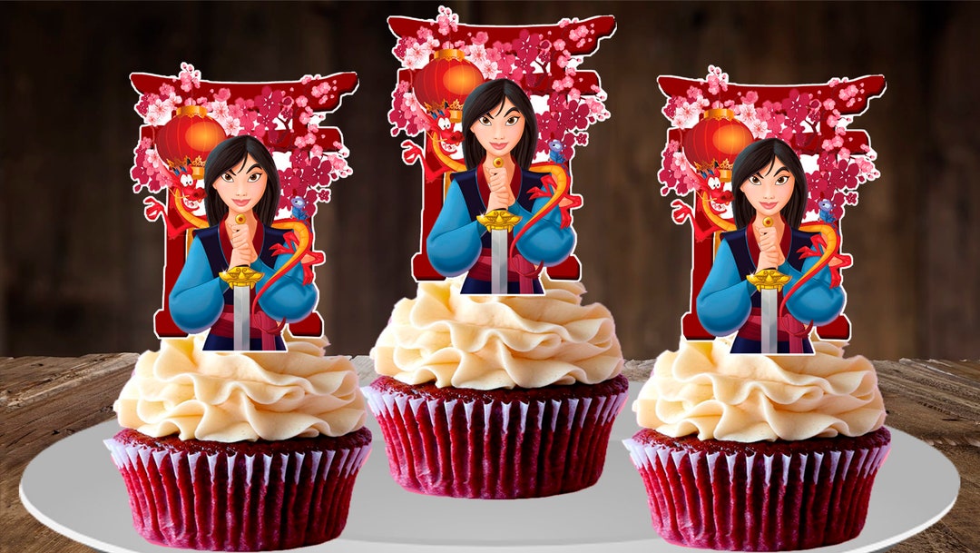 Princess Mulan2 Cupcake Toppers 12 Pieces, Cupcake Toppers - Etsy