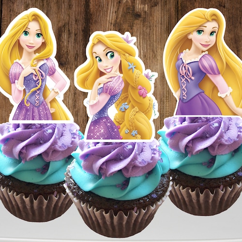 Tangled/rapunzel Cupcake Toppers Set of 12 Purple and Yellow - Etsy