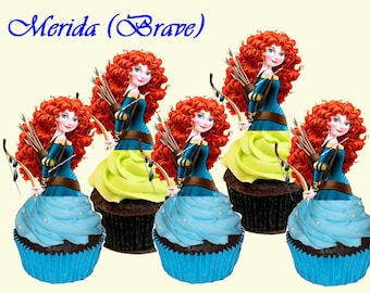 Set of 12 Disney Brave Princess Merida Cupcake Toppers - Etsy