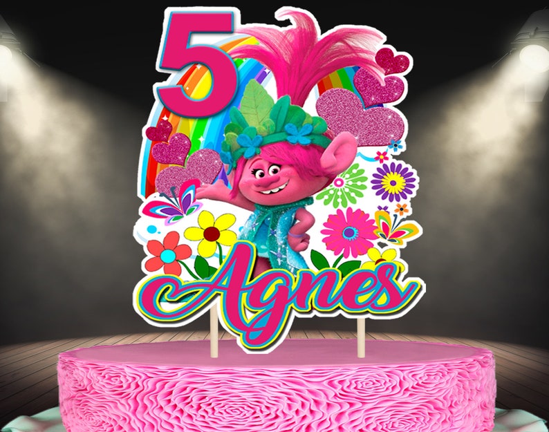 Trolls (poppy) Cake Topper, PERSONALIZED Cake Topper, Custom Cake ...