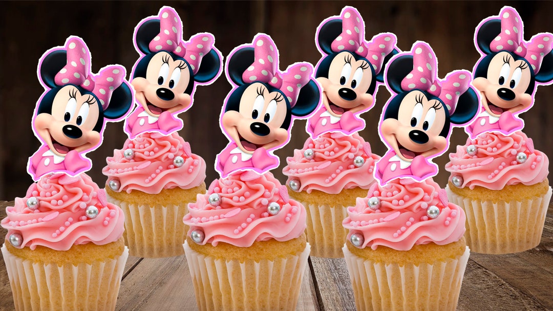 Minnie Mouse Pink 2 Cupcake Toppers (12 Pieces ) - Etsy