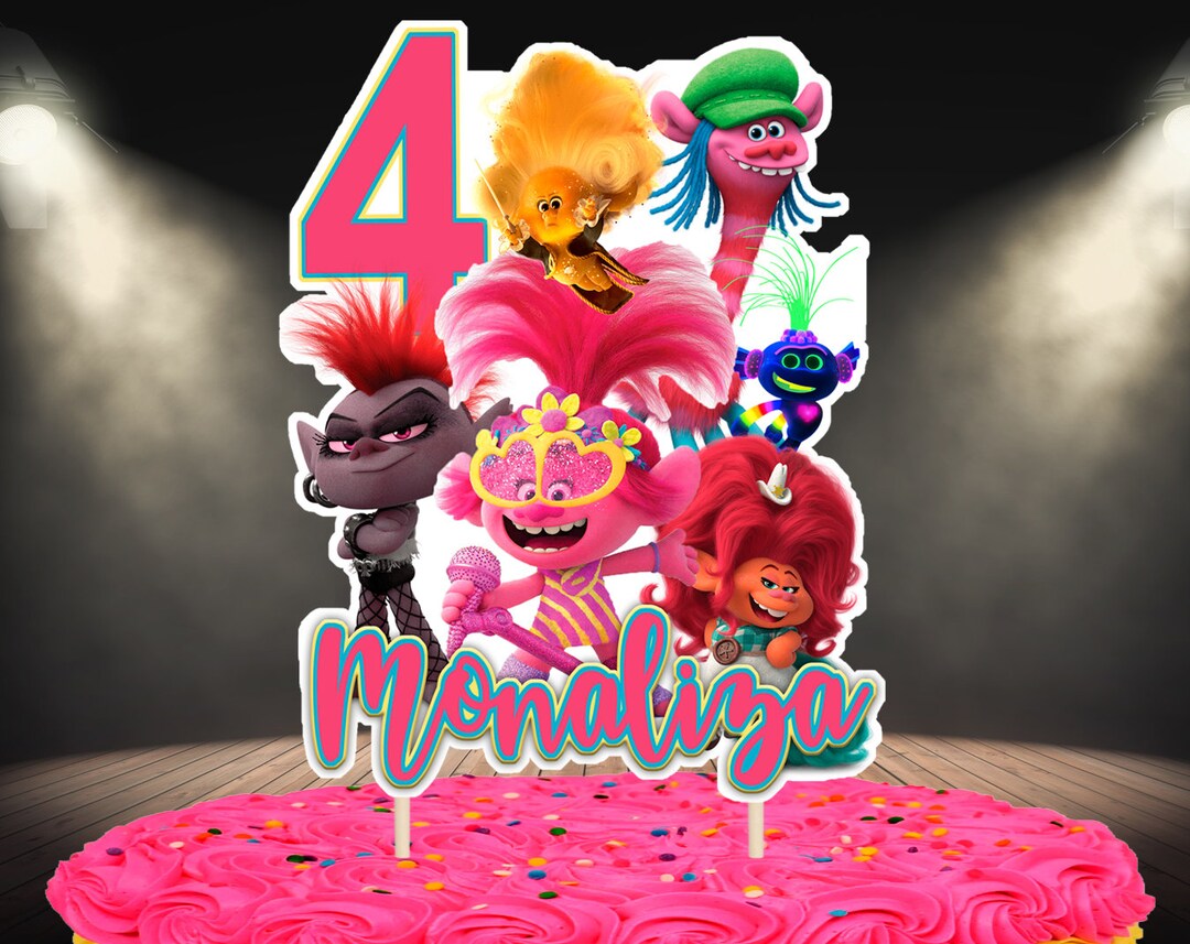 Trolls World Tour Cake Topper, Customized Cake Topper, Personalized ...