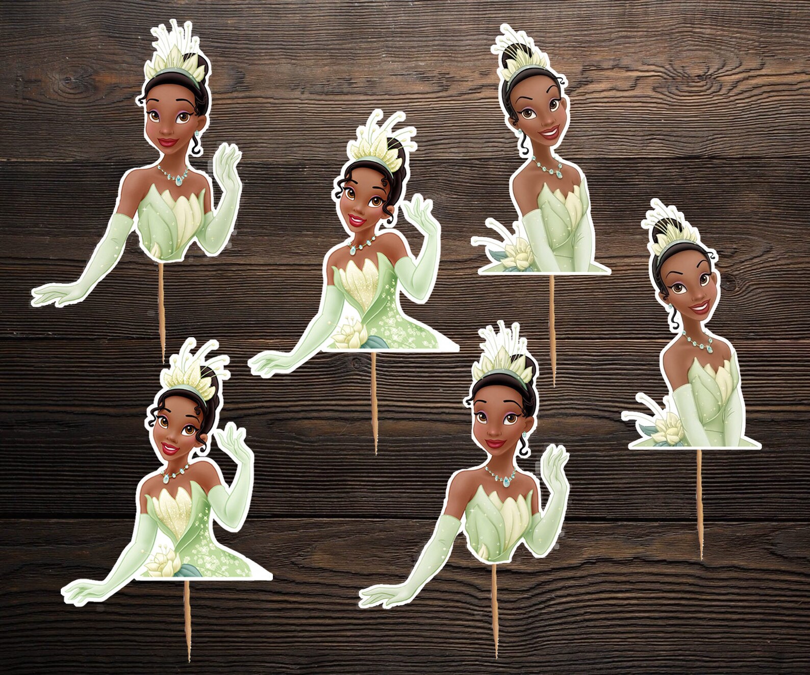 Set of 12 Princess Tiana cupcake toppers 3 poses | Etsy