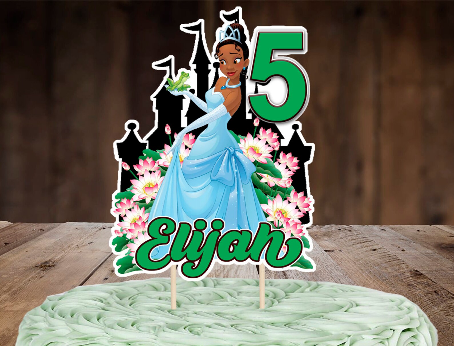 Princess Tiana and the Frog Cake Topper, Customized Cake Topper ...