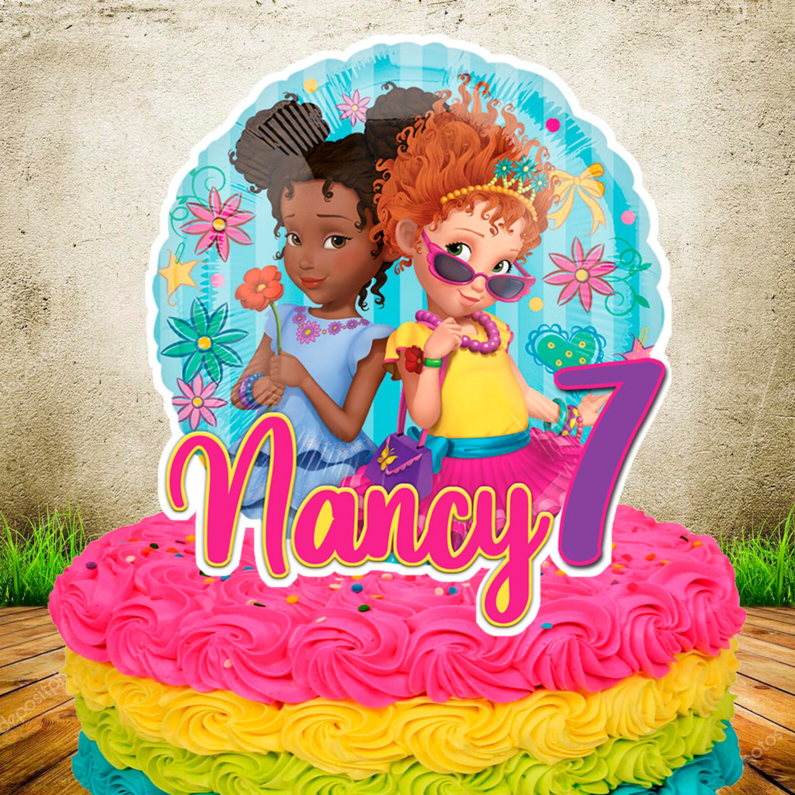 Fancy Nancy and Bree Cake Topper, Birthday Cake Topper, Personalized ...
