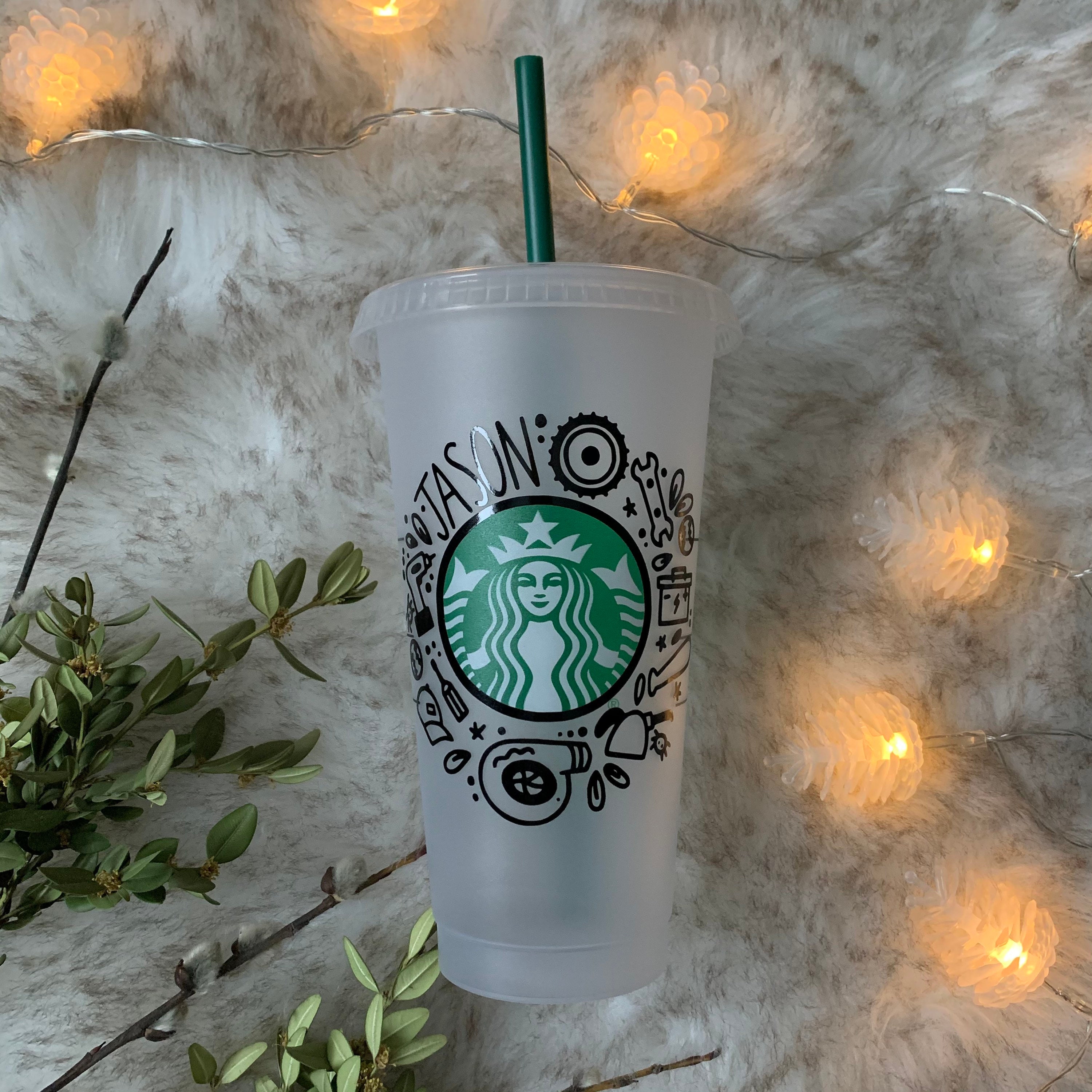 Custom Reusable Starbucks Cup Doodle Style Custom | Etsy