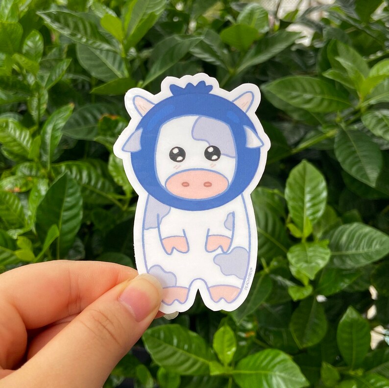 Blueberry Cow Vinyl Sticker Peachybbyj - Etsy