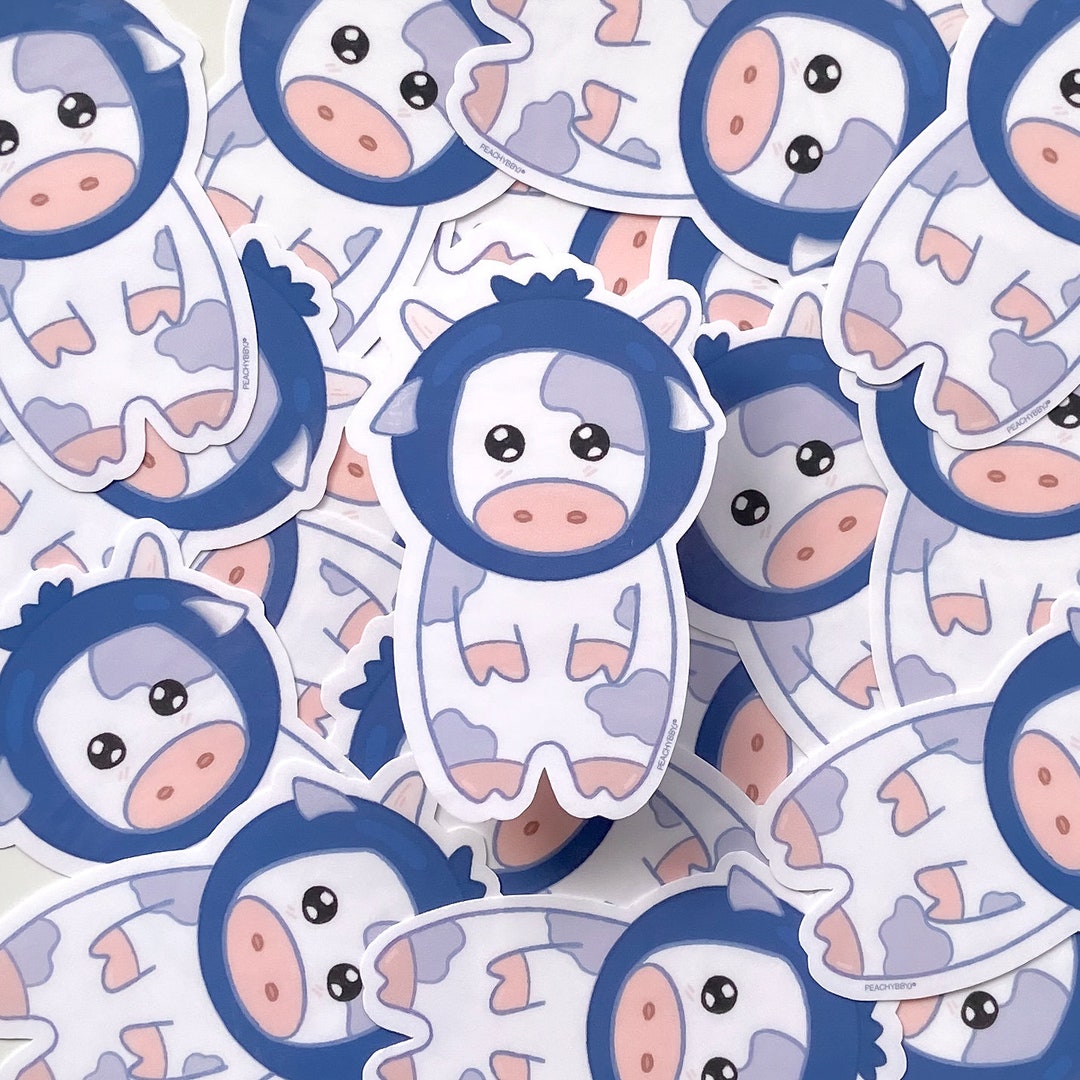 Blueberry Cow Vinyl Sticker Peachybbyj - Etsy