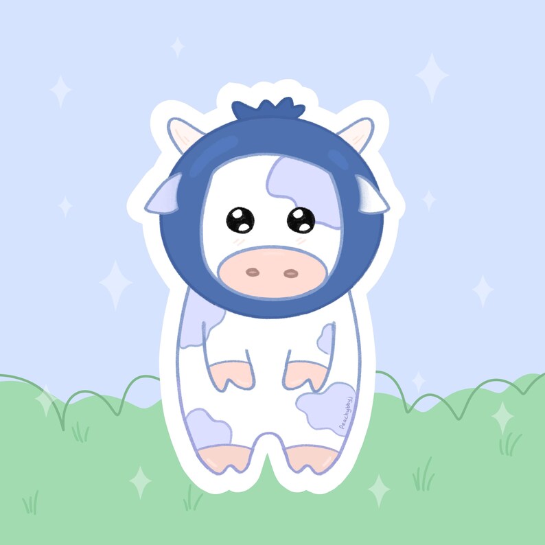 Fruit Cow Vinyl Sticker Strawberry-blueberry Peachybbyj - Etsy