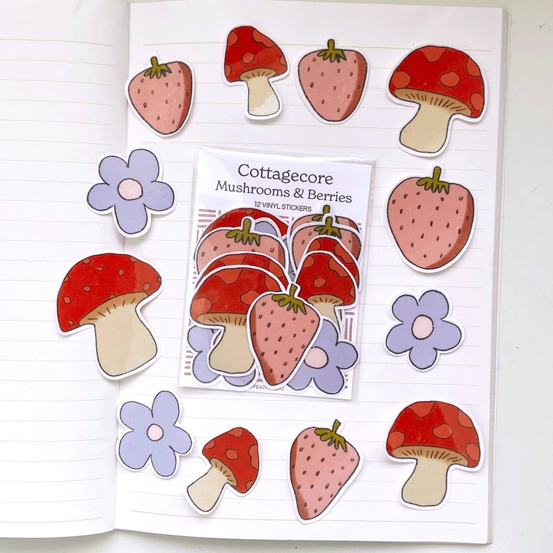 Mushrooms & Berries Sticker Pack Peachybbyj - Etsy