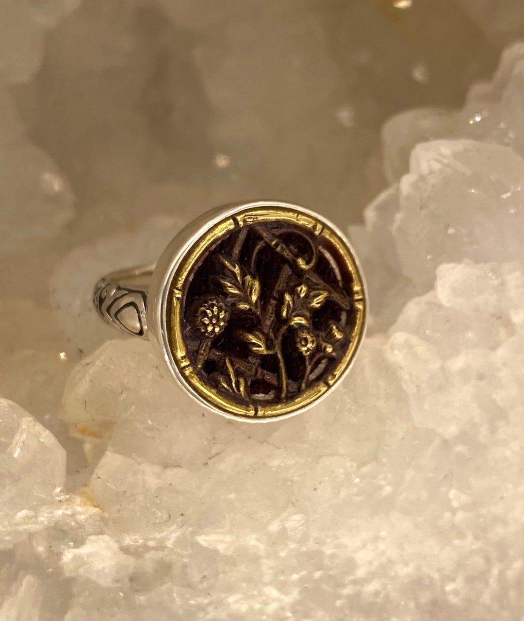 Victorian Metal Button Velvet Perfume Button Set in Sterling Silver ...