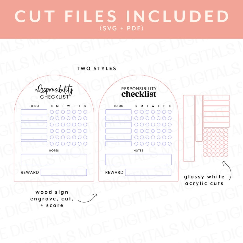 Responsibility Checklist Sign Kids Task Board Laser Cutting File ...