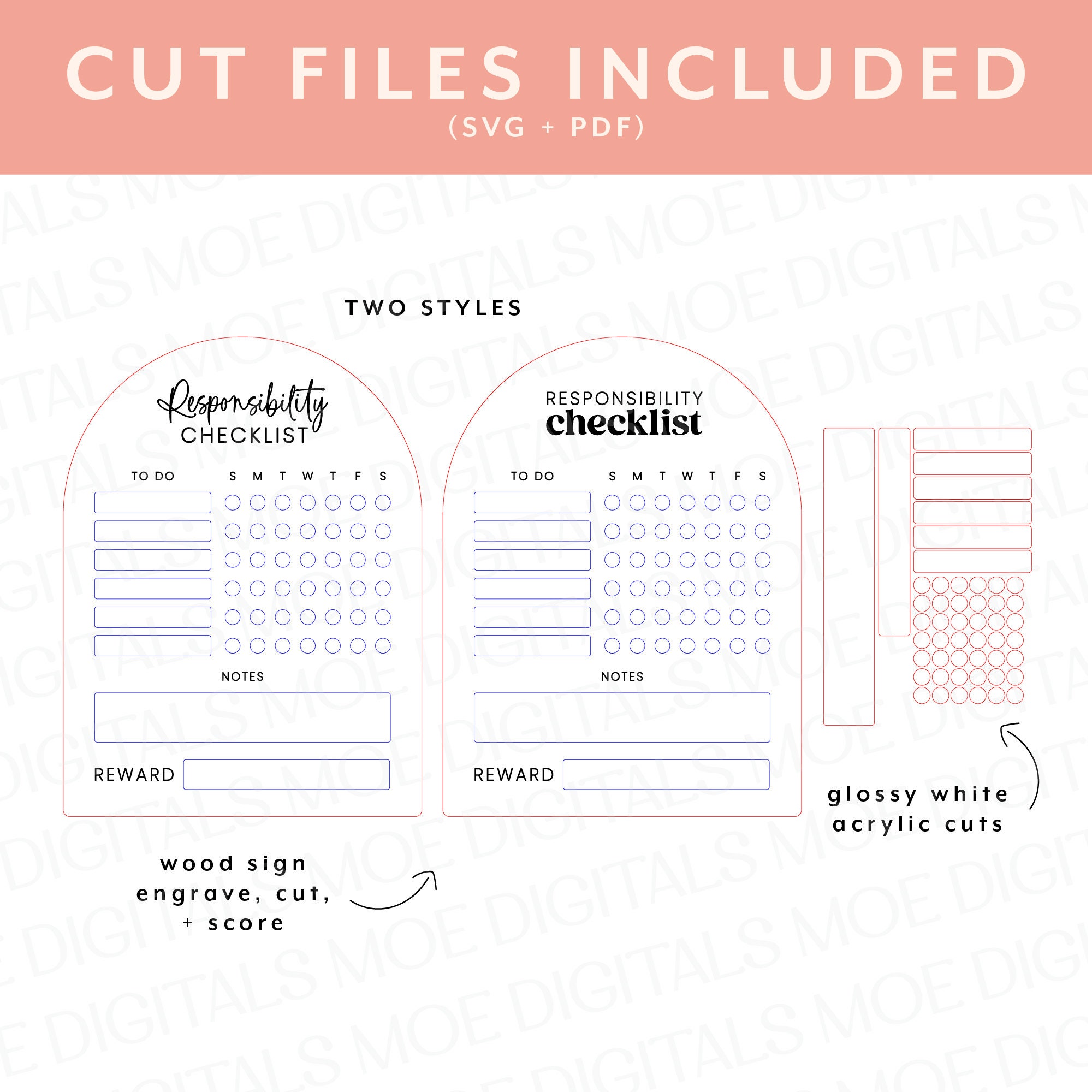 Responsibility Checklist Sign Kids Task Board Laser Cutting File ...