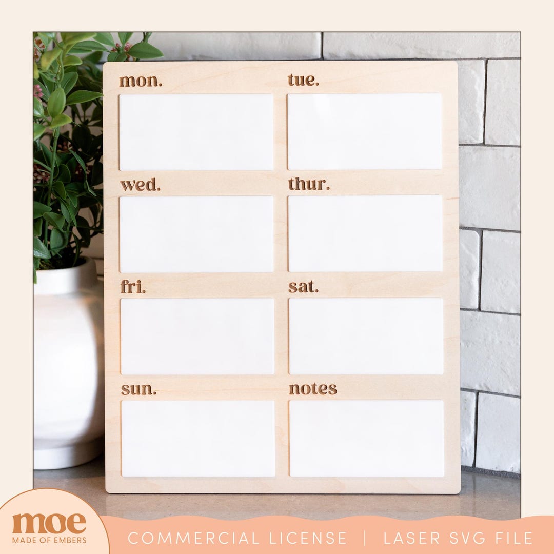 Dry Erase Weekly Schedule Sign This Week Board Laser Cutting File ...
