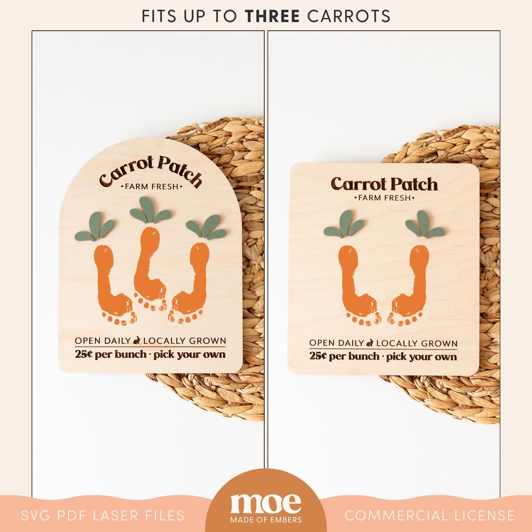 Easter Carrot Patch Footprint Sign Laser Cutting File Engraving Design ...