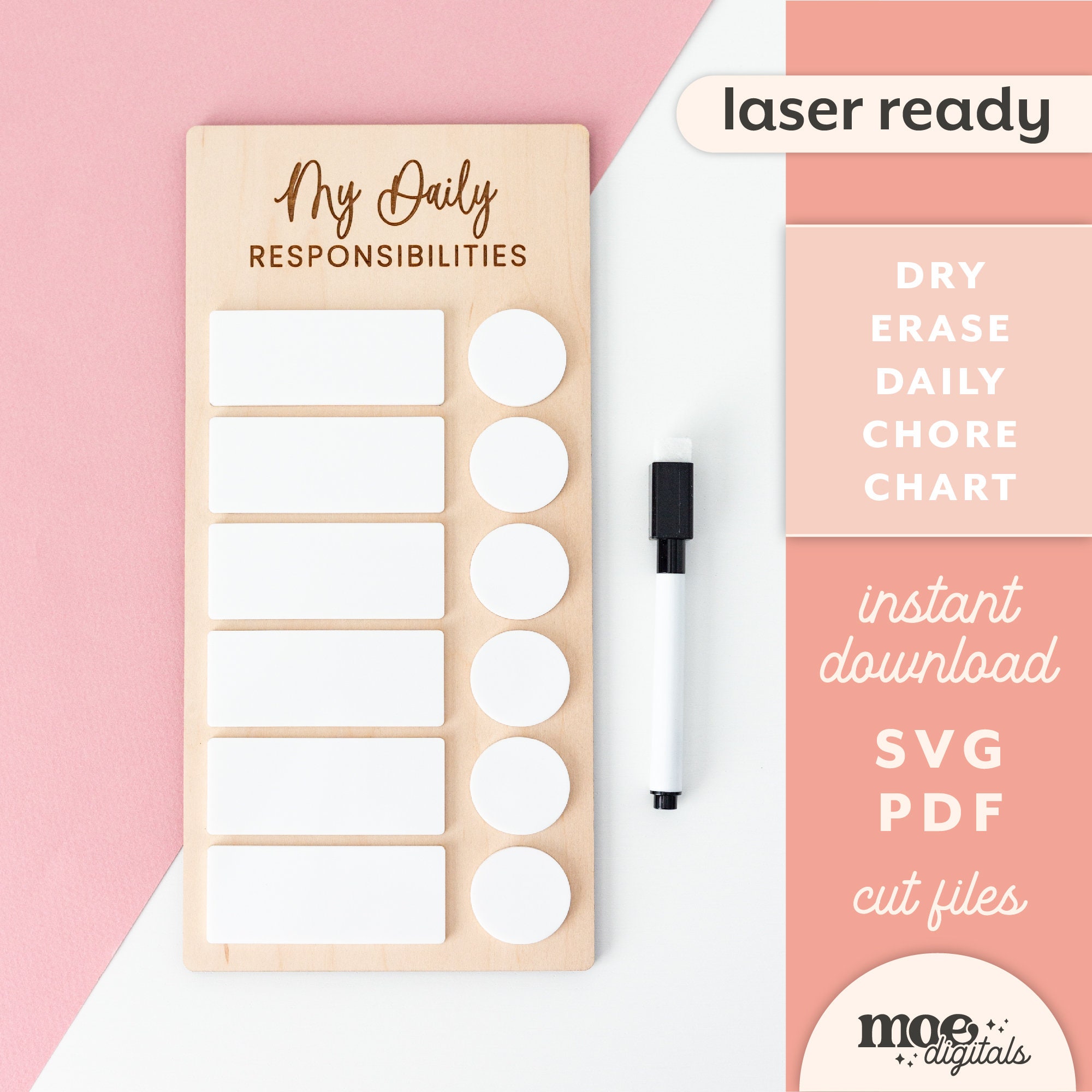 My Daily Responsibilities Sign Kids Task Board Laser Cutting File ...