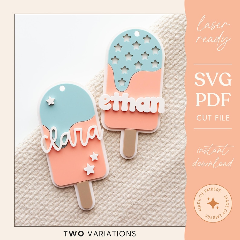 Personalized Patriotic Popsicle Basket Name Tags Laser Cutting File ...