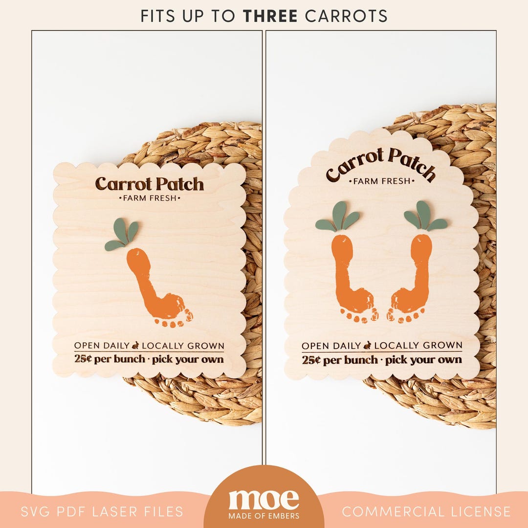 Easter Carrot Patch Footprint Sign Scallop Laser Cutting File Engraving ...