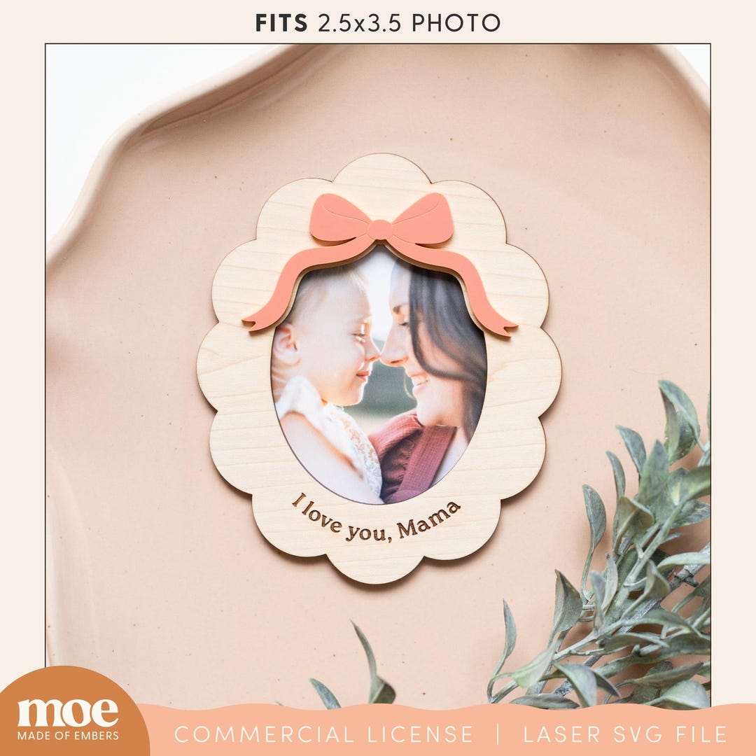 Personalized Mama Photo Frame Custom Scallop Wooden Picture Plaque ...